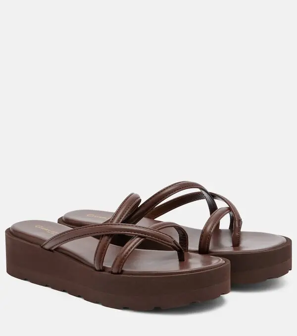 GIANVITO ROSSI Nadina Leather Platform Sandals - Brown