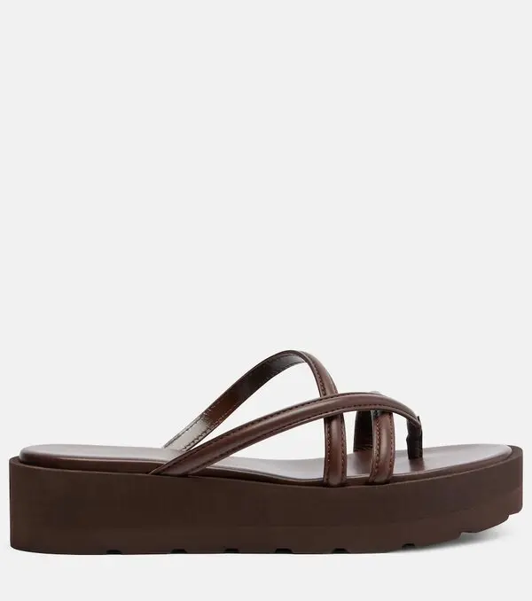 GIANVITO ROSSI Nadina Leather Platform Sandals - Brown