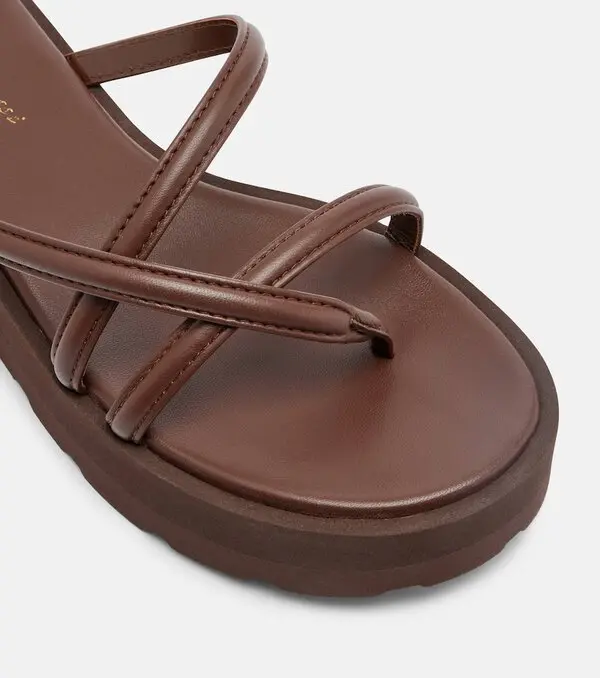 GIANVITO ROSSI Nadina Leather Platform Sandals - Brown
