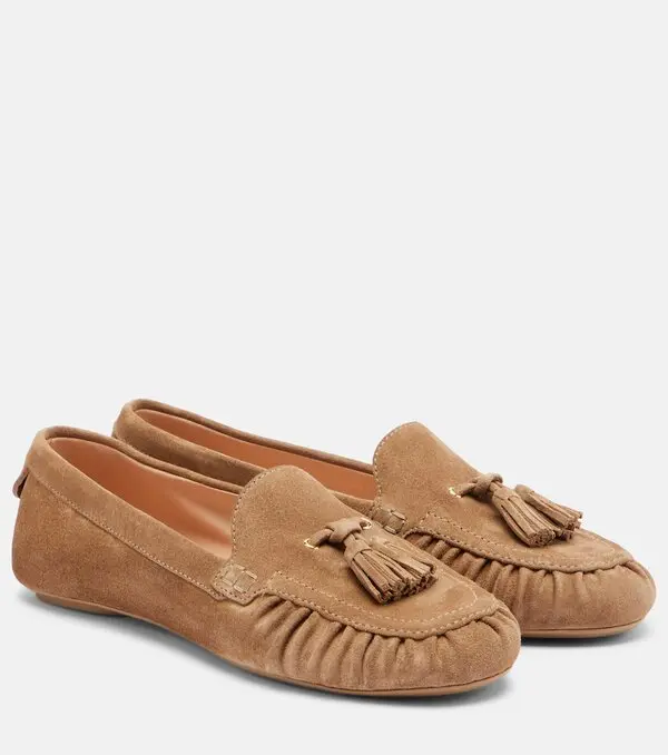 GIANVITO ROSSI Thea Tasseled Suede Loafers - Brown