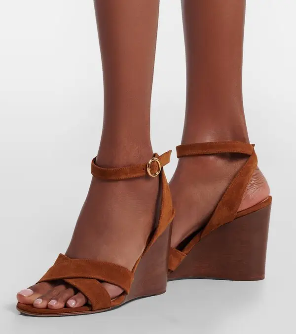 GIANVITO ROSSI Suede Wedge Sandals
