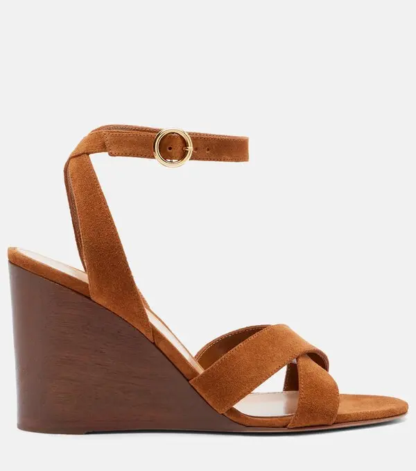 GIANVITO ROSSI Suede Wedge Sandals