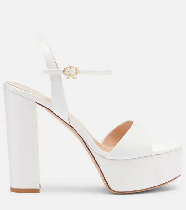 GIANVITO ROSSI Marlena Satin Platform Sandals - White