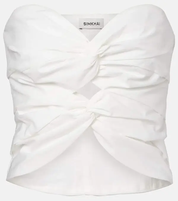 Simkhai Cutout Ruched Cotton-blend Top