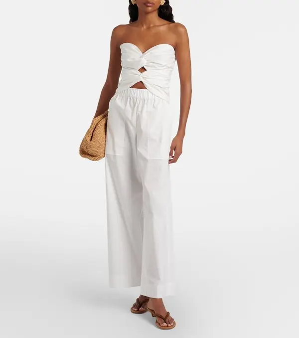 Simkhai Cornelia Cutout Ruched Cotton-blend Top