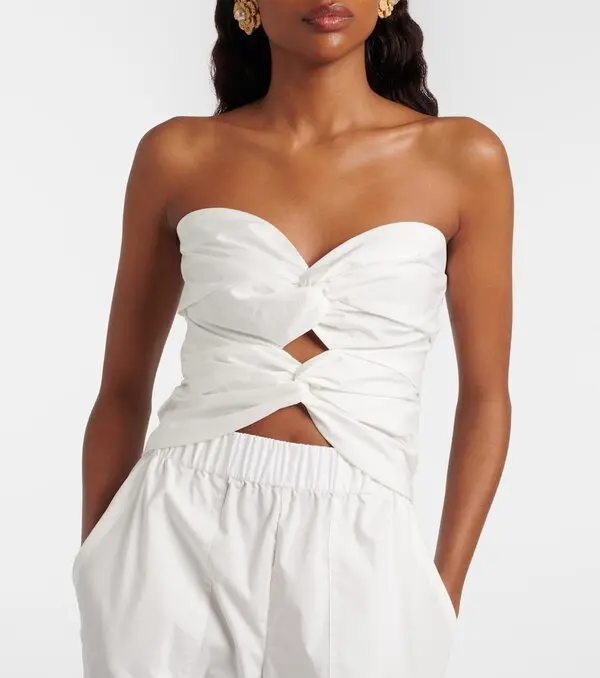 Simkhai Cornelia Cutout Ruched Cotton-blend Top