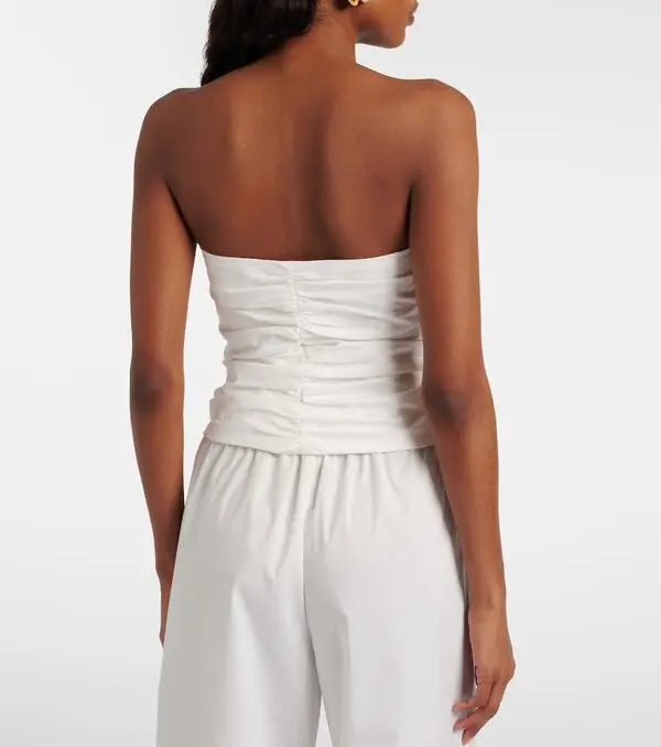 Simkhai Cornelia Cutout Ruched Cotton-blend Top