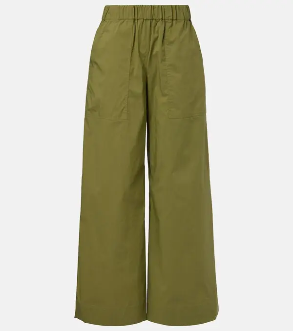 Simkhai Arden Cotton-blend Wide-leg Pants - Green