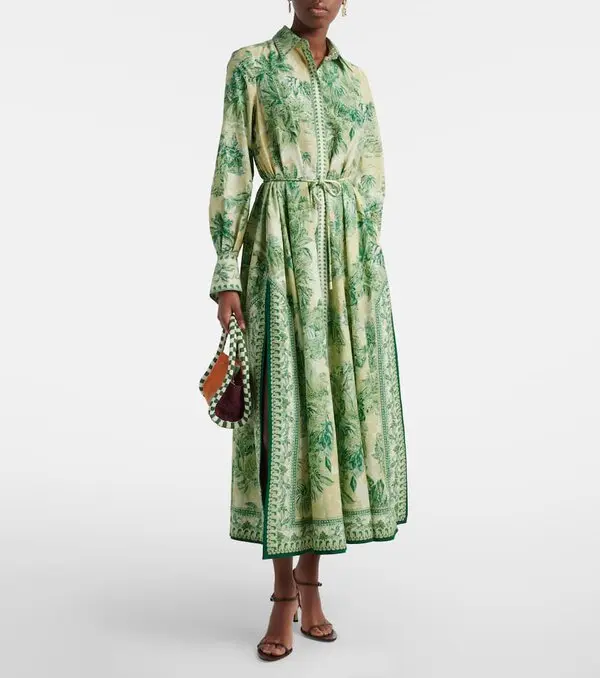 ALEMAIS Sara Printed Cotton And Silk Shirt Dress