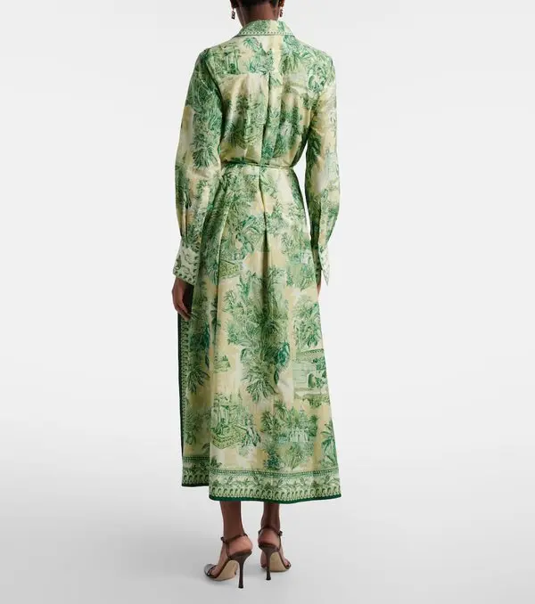 ALEMAIS Sara Printed Cotton And Silk Shirt Dress