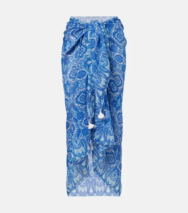 Heidi Klein Mykonos Printed Cotton And Silk Beach Cover-up - Blue