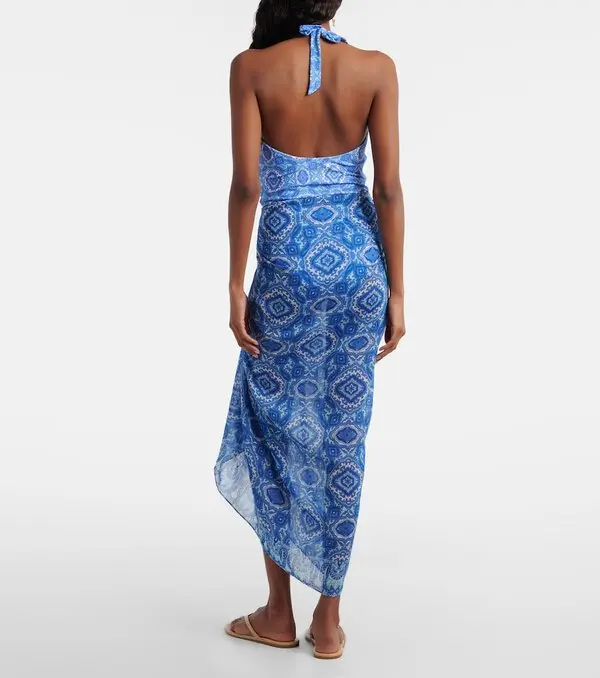 Heidi Klein Mykonos Printed Cotton And Silk Beach Cover-up