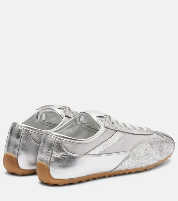 Alexander McQueen Boxe Metallic Leather Sneakers - Silver