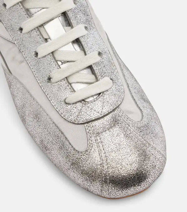 Alexander McQueen Boxe Metallic Leather Sneakers - Silver