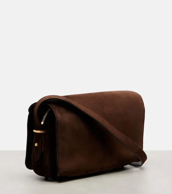 Balenciaga Le 7 Medium Suede Shoulder Bag - Brown