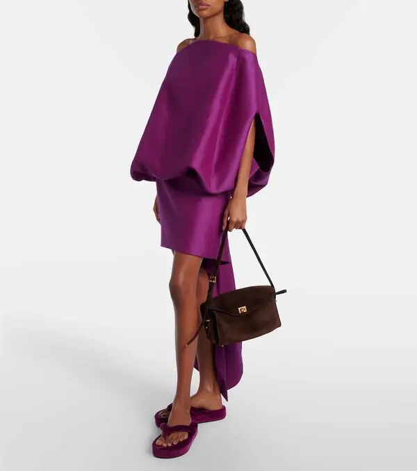 Balenciaga Le 7 Medium Suede Shoulder Bag - Brown