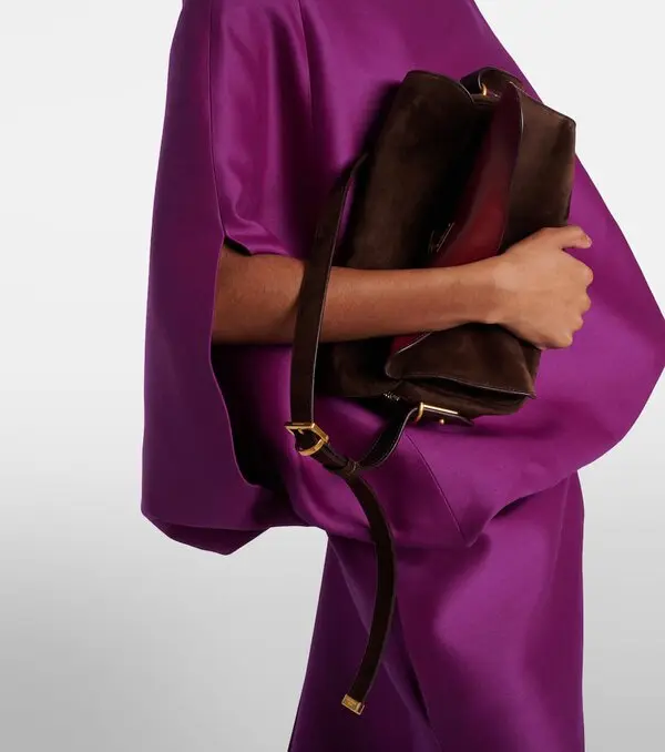 Balenciaga Le 7 Medium Suede Shoulder Bag - Brown