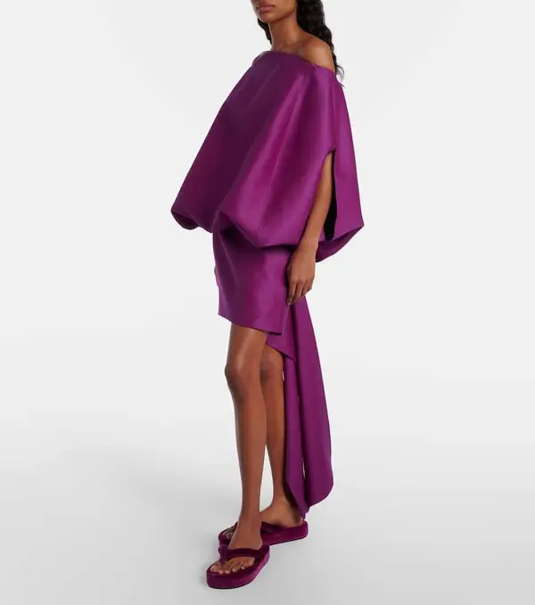 Balenciaga Off-shoulder Wool And Silk Minidress