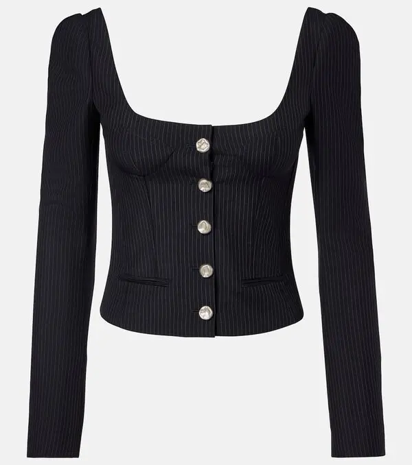 Alexander McQueen Chalk Stripe Wool And Mohair Bustier Top