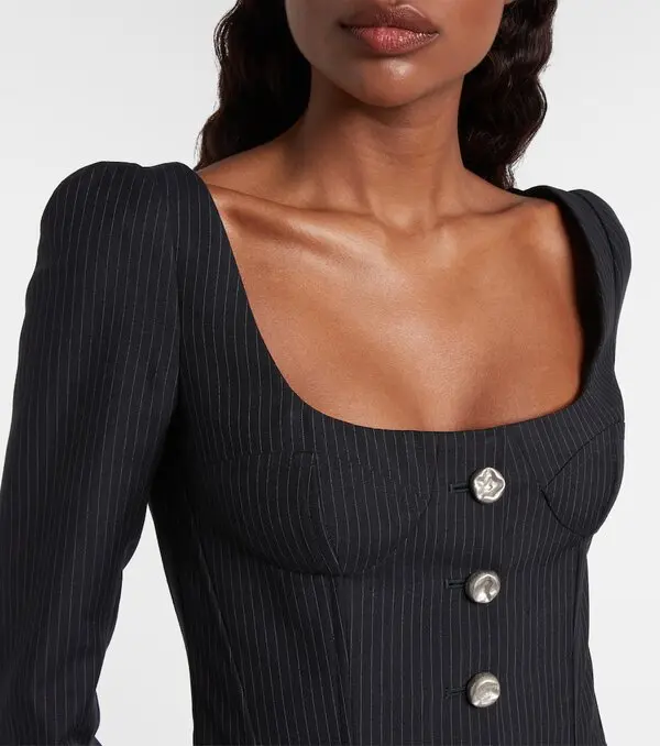 Alexander McQueen Chalk Stripe Wool And Mohair Bustier Top