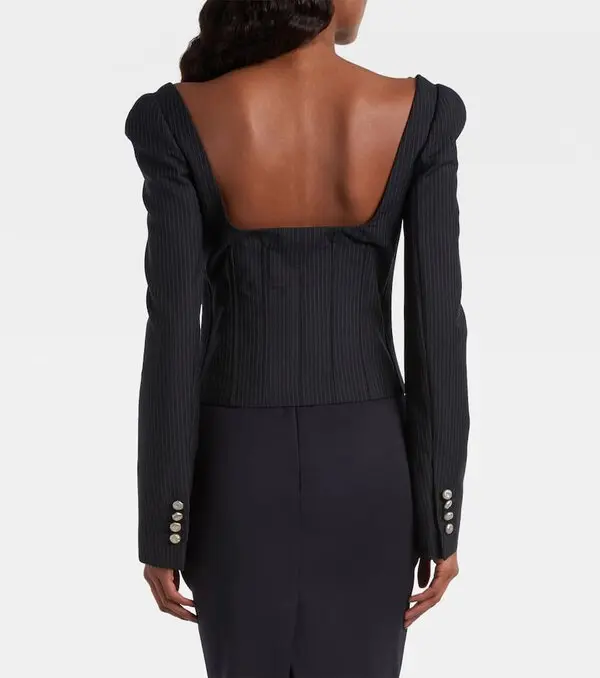 Alexander McQueen Chalk Stripe Wool And Mohair Bustier Top