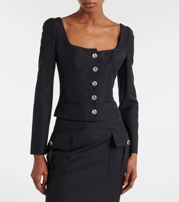 Alexander McQueen Chalk Stripe Wool And Mohair Bustier Top