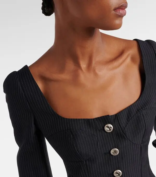 Alexander McQueen Chalk Stripe Wool And Mohair Bustier Top