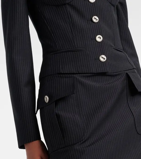 Alexander McQueen Chalk Stripe Wool And Mohair Bustier Top