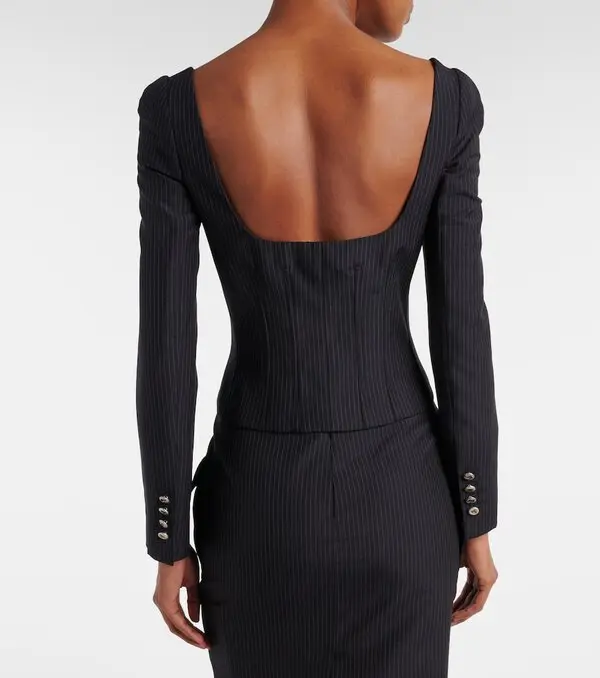 Alexander McQueen Chalk Stripe Wool And Mohair Bustier Top