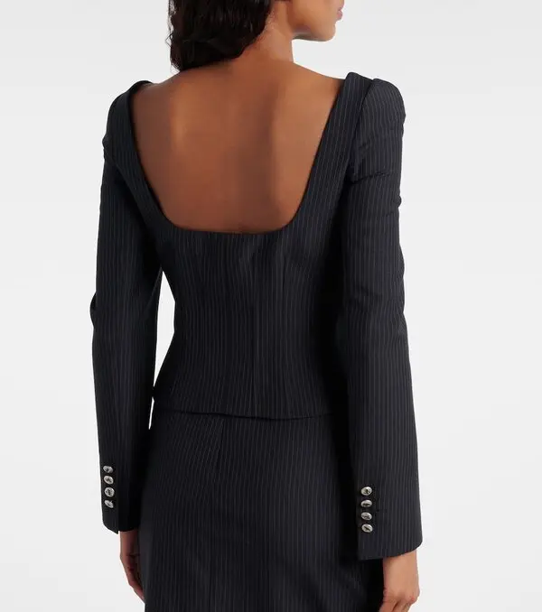 Alexander McQueen Chalk Stripe Wool And Mohair Bustier Top