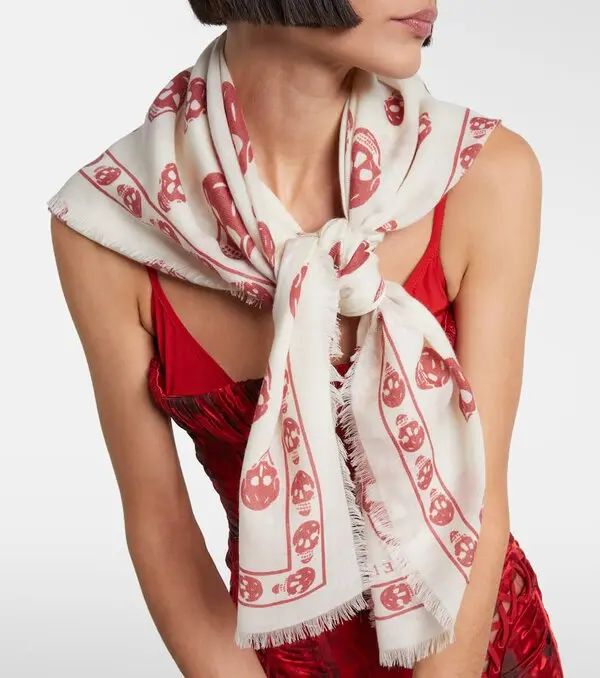 Alexander McQueen Skull Silk Chiffon Scarf