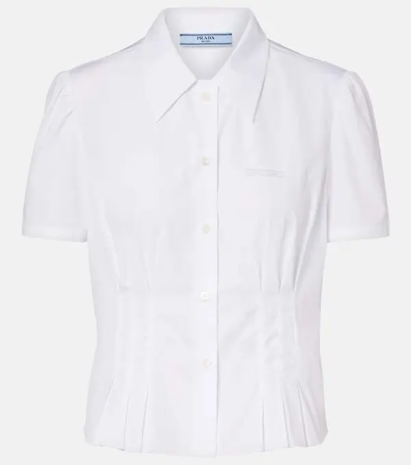 Prada Gathered Cotton Poplin Shirt