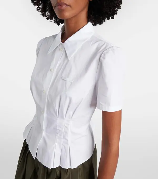 Prada Gathered Cotton Poplin Shirt