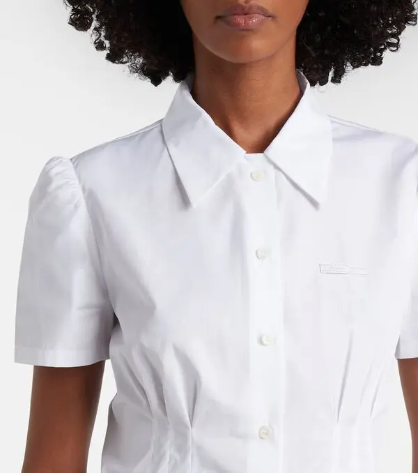 Prada Gathered Cotton Poplin Shirt