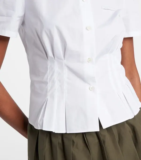 Prada Gathered Cotton Poplin Shirt