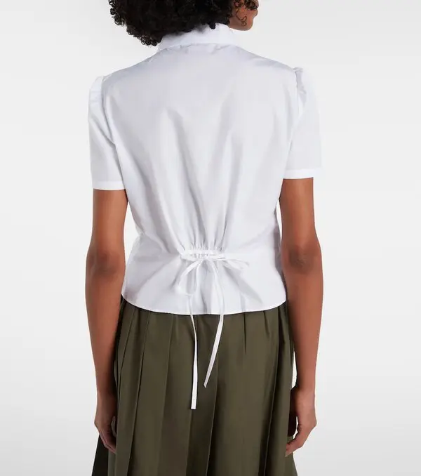 Prada Gathered Cotton Poplin Shirt