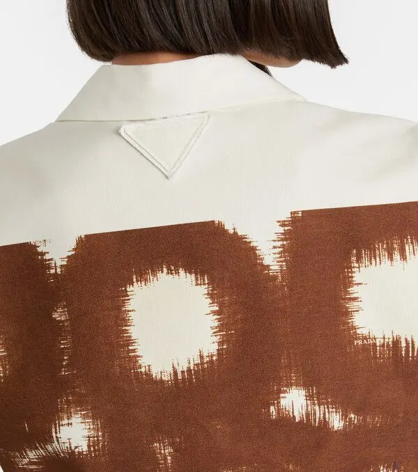 Prada Printed Cropped Cotton Shirt - Brown