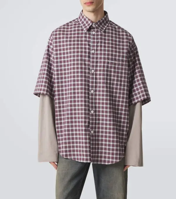 Balenciaga Layered Checked Cotton Shirt
