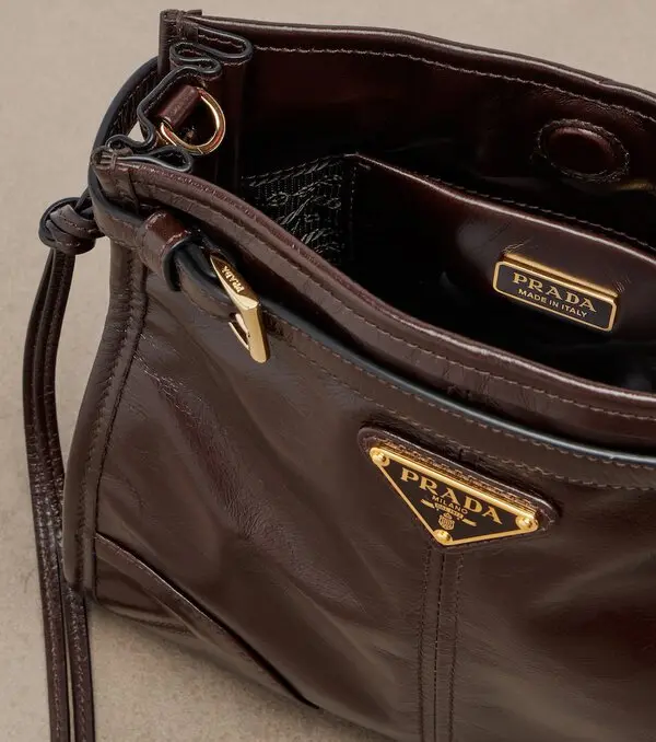 Prada Bonnie Mini Leather Shoulder Bag - Brown