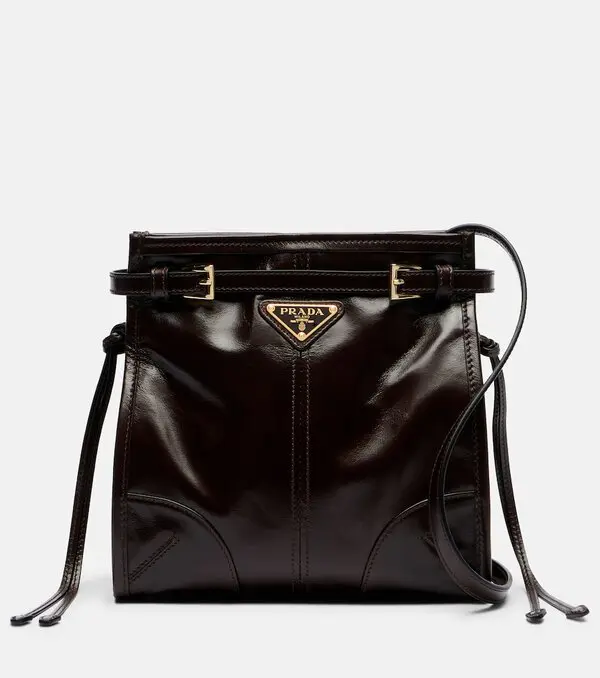 Prada Bonnie Mini Leather Shoulder Bag - Brown