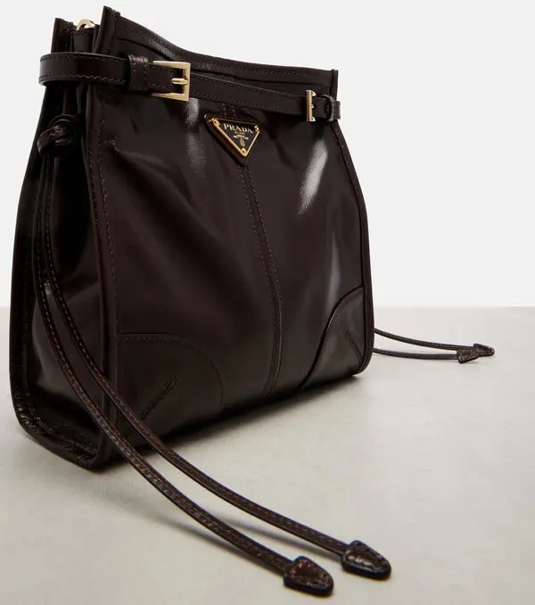 Prada Bonnie Mini Leather Shoulder Bag - Brown