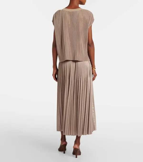 JOSEPH Cedre Plisse Satin Top - Beige