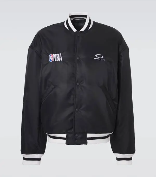 Balenciaga X Nba Logo Satin Bomber Jacket