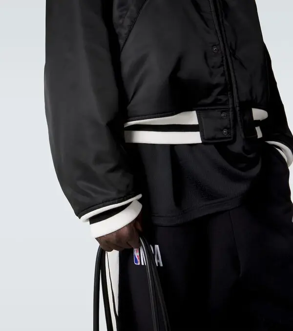 Balenciaga X Nba Logo Satin Bomber Jacket