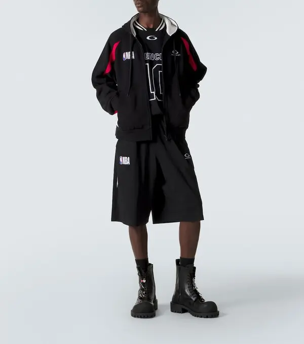 Balenciaga X Nba Logo Cotton Fleece Shorts