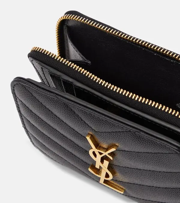 Saint Laurent Cassandre Matelassé Leather Wallet - Black
