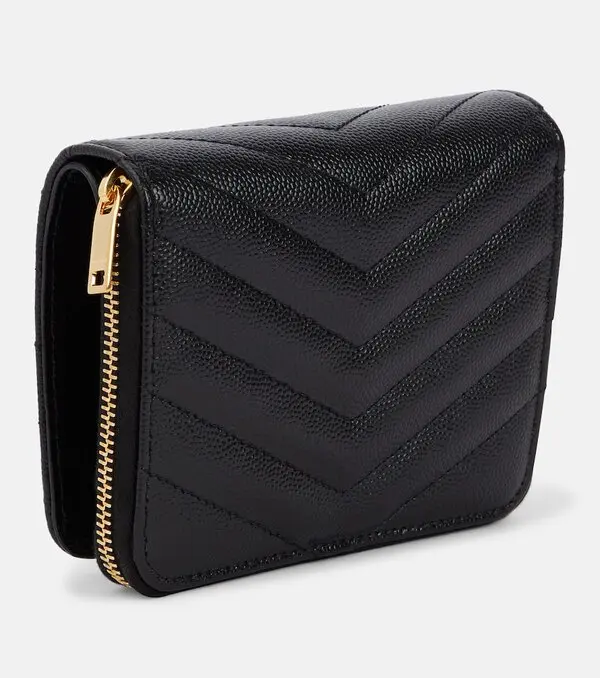 Saint Laurent Cassandre Matelassé Leather Wallet - Black