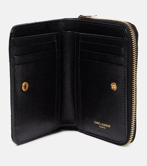 Saint Laurent Cassandre Matelassé Leather Wallet - Black