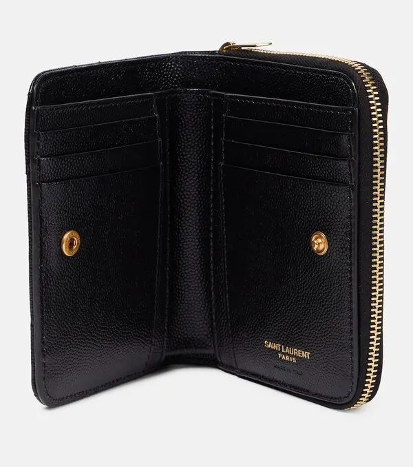 Saint Laurent Cassandre Matelassé Leather Wallet - Black