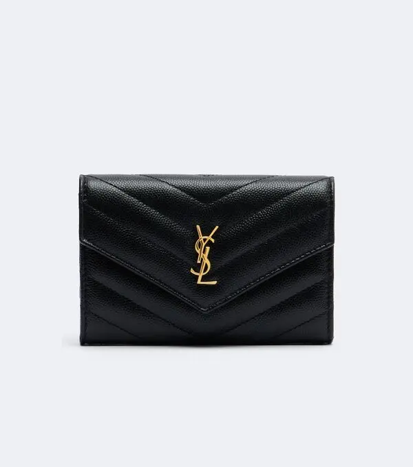 Saint Laurent Cassandre Matelassé Leather Wallet - Black
